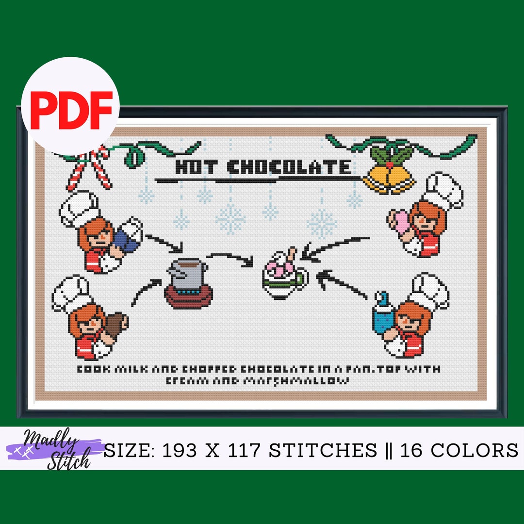 Overcooked Hot Chocolate Recipe Cross Stitch PDF Pattern - Overcooked ...