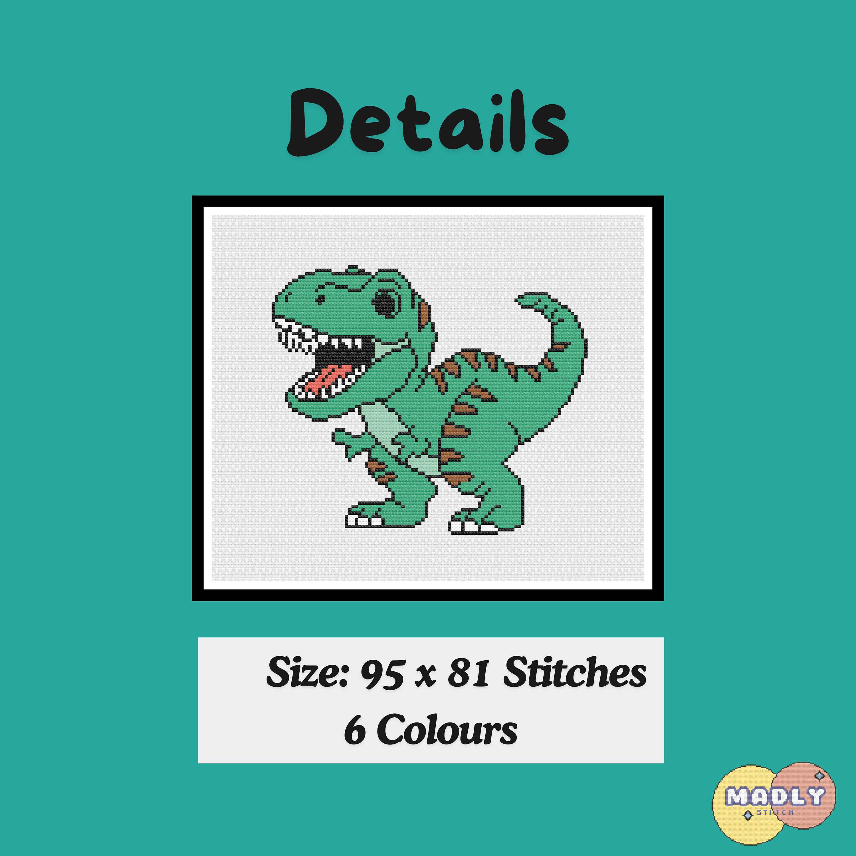 Dinosaur T-rex Cross Stitch PDF Pattern | Easy for Beginner | Instant ...