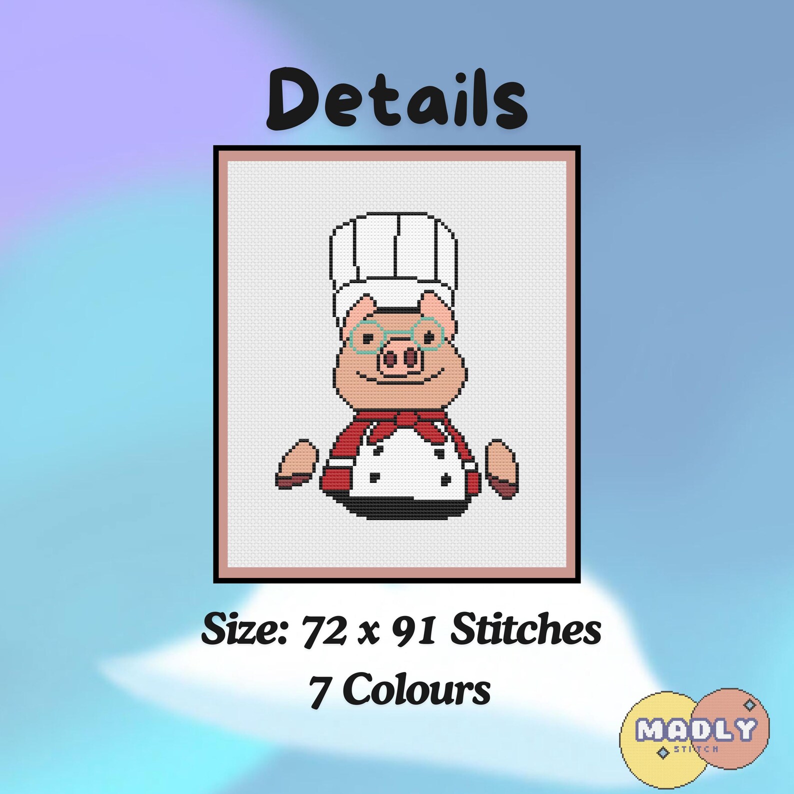 Overcooked Pig Chef Cross Stitch Pattern, Animal Farm, Easy for ...
