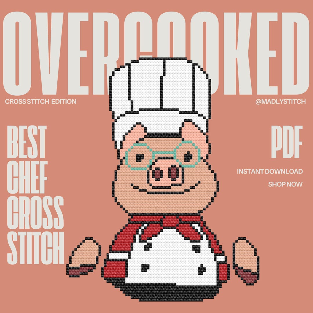 Overcooked Pig Chef Cross Stitch Pattern: Easy Design (digital Download ...