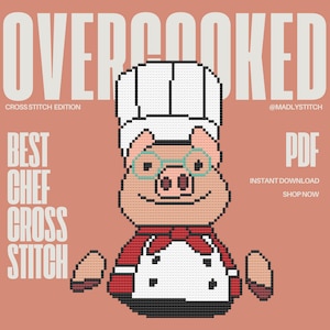 Overcooked Pig Chef Cross Stitch Pattern: Easy Design (digital Download ...
