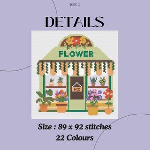 Cute Flower Shop House Cross Stitch Pattern | Easy for Beginner ...
