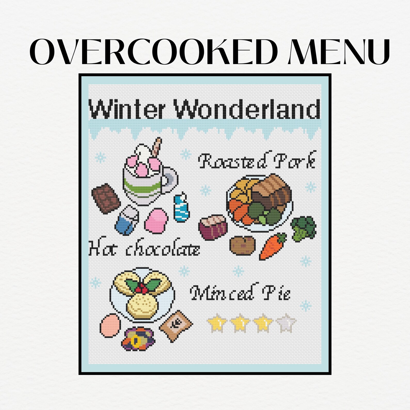 Overcooked Winter Wonderland Menu Cross Stitch Pattern (digital ...