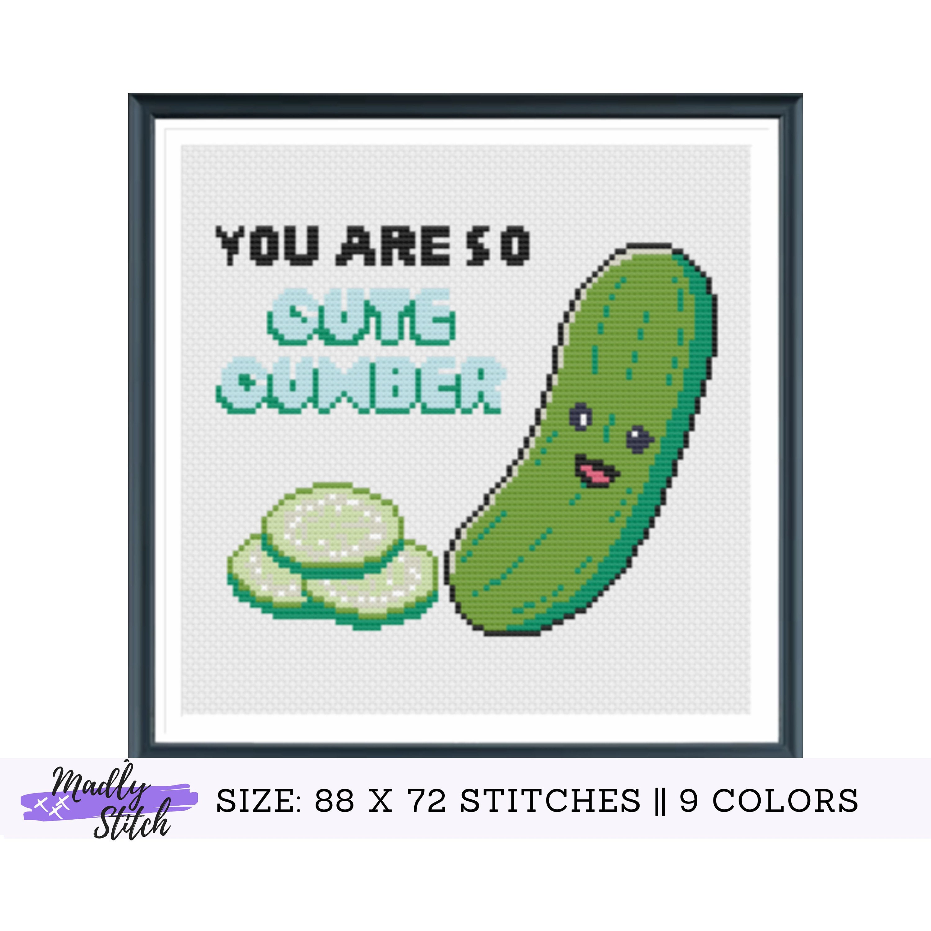 You Are so Cutecumber Cucumber Cross Stitch PDF Pattern - Cute Fruits ...