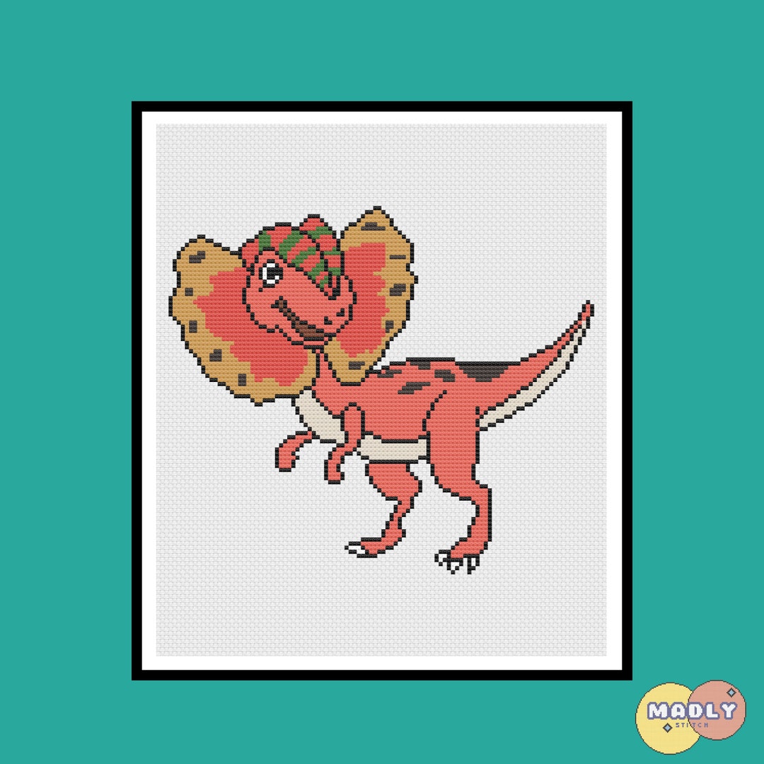 Dinosaur Dilophosaurus Cross Stitch Pattern | Easy for Beginner ...