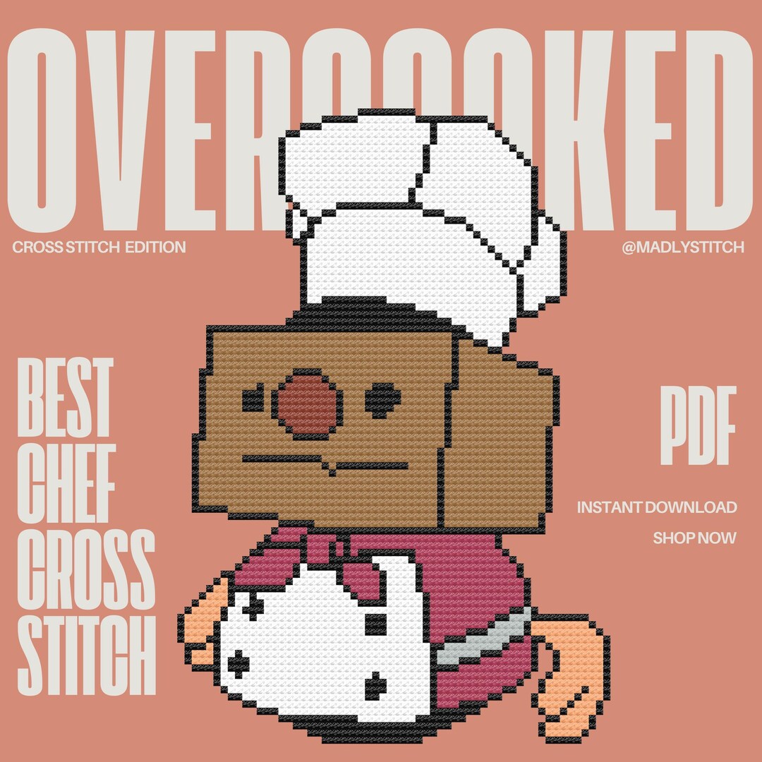 Overcooked Boxy Chef Cross Stitch Pattern: Easy Character Design ...