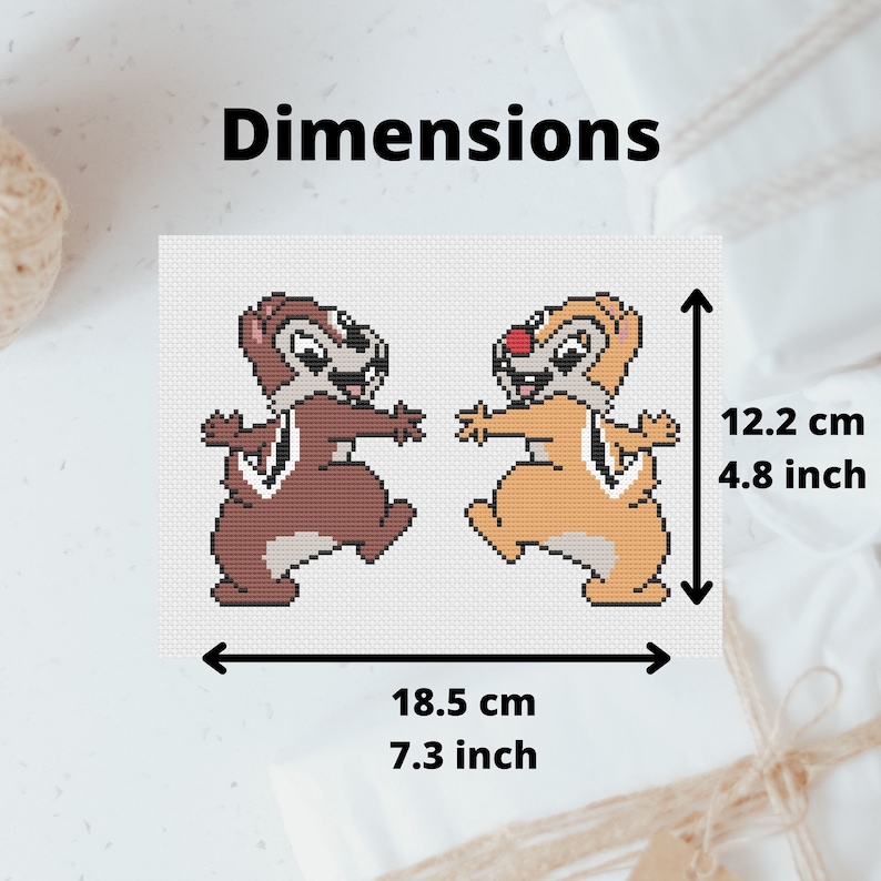 Chip and Dale Cross Stitch Pattern | Easy Beginner Design (PDF) - Etsy