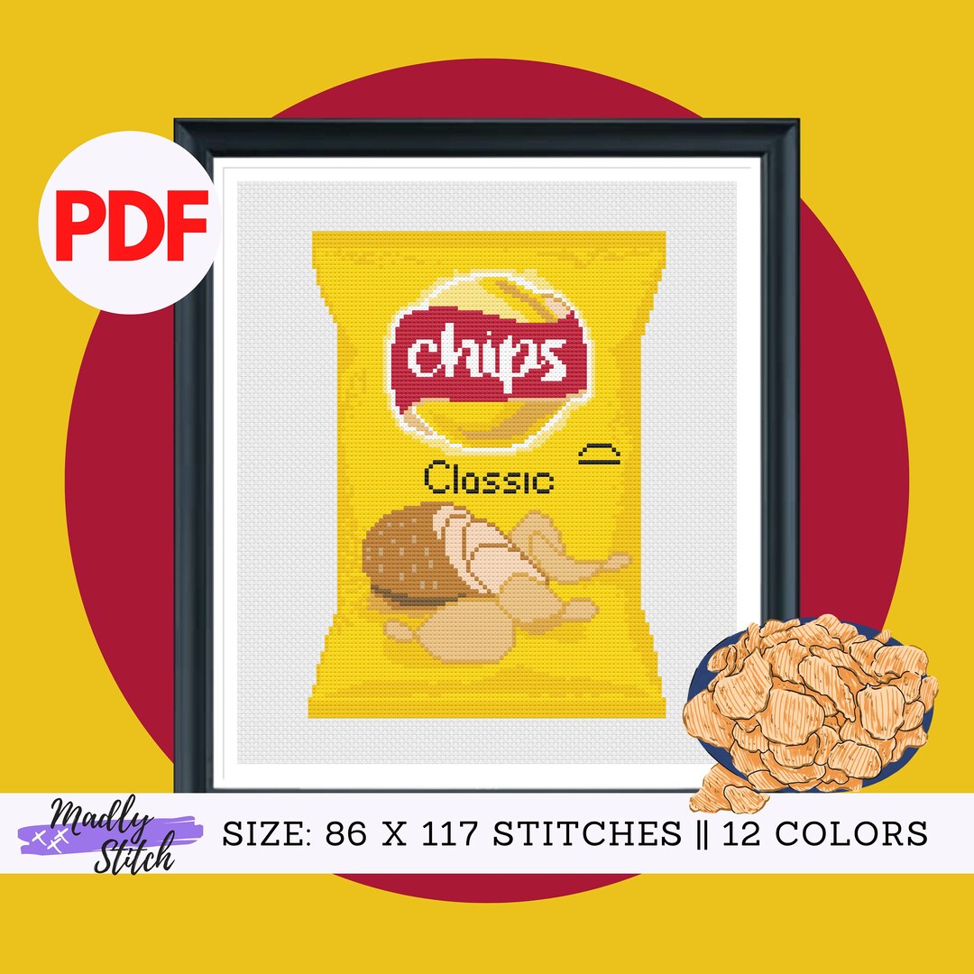 Potato Chips Cross Stitch Pattern - PDF Instant Download | Perfect for ...