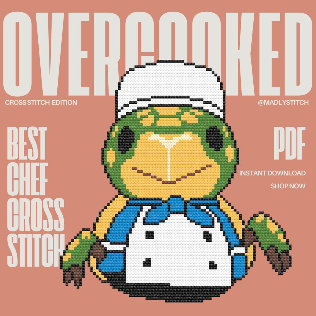 Overcooked Turtle Chef Cross Stitch Pattern: Easy Chart (digital ...