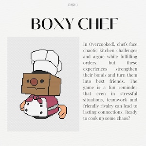 Overcooked Boxy Chef Cross Stitch Pattern: Easy Character Design ...