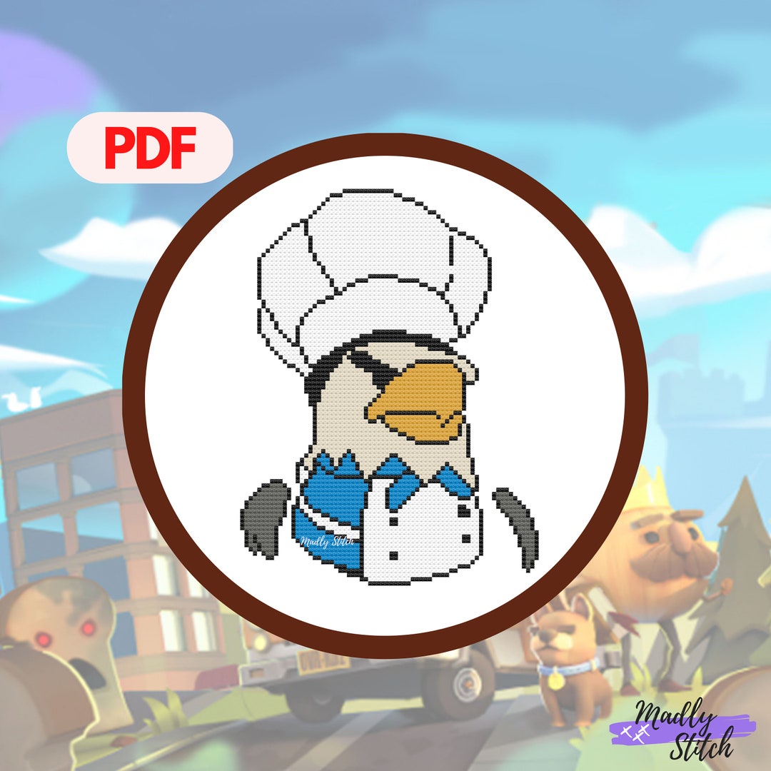 Overcooked Eagle Chef Cross Stitch PDF Pattern, Cute Eagle Character ...