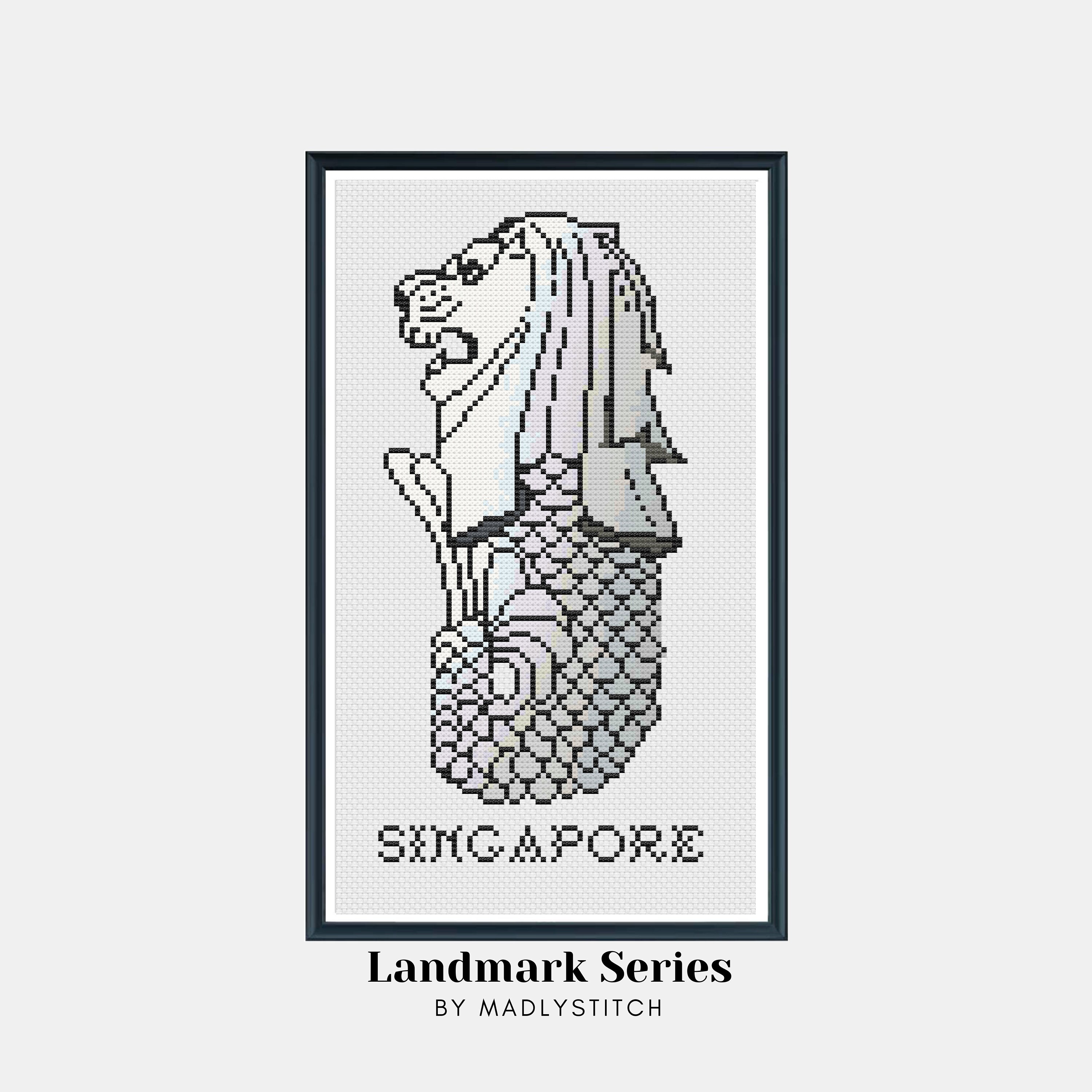 Merlion Cross Stitch Pattern PDF Landmark Series - Singapore - Etsy