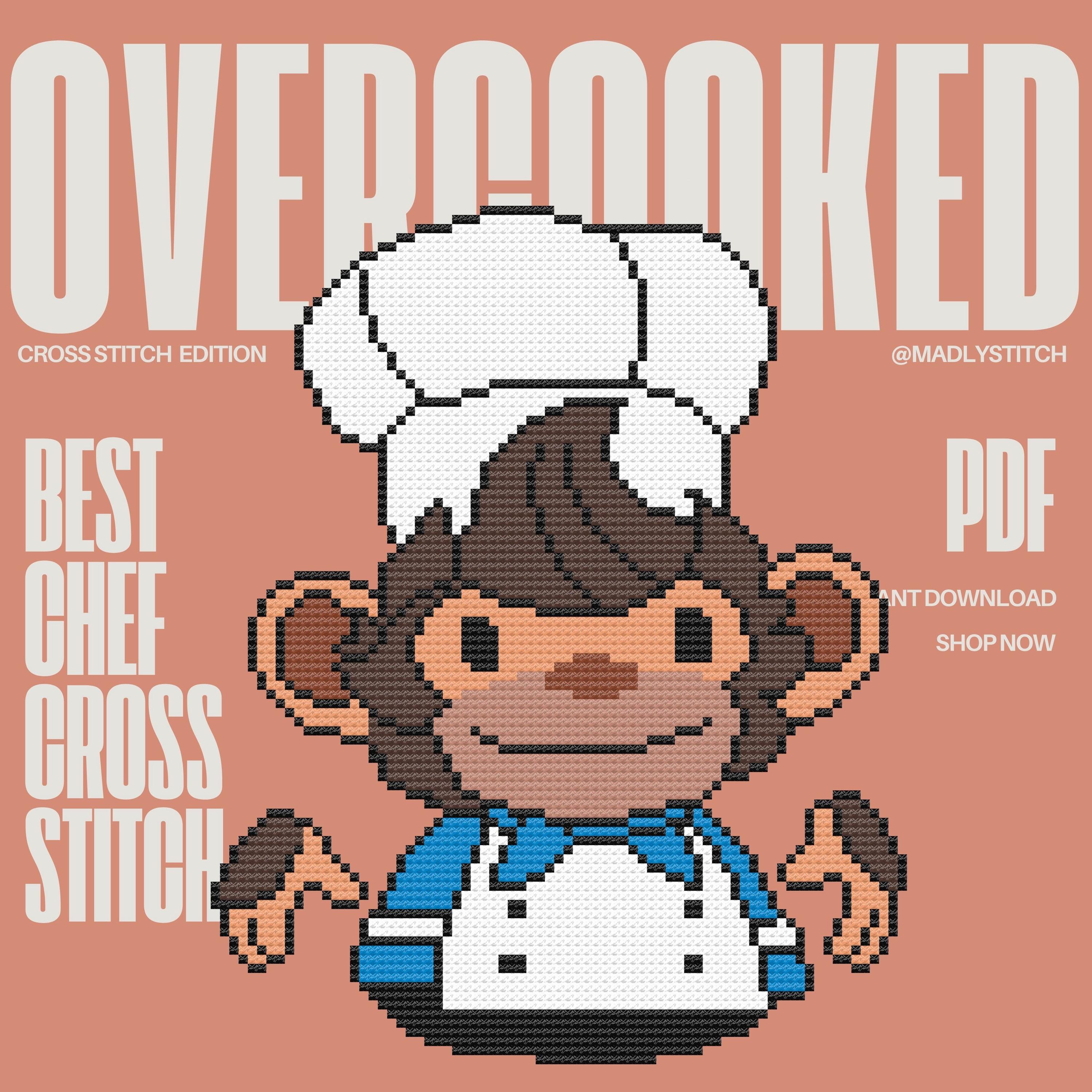 Overcooked Monkey Chef Cross Stitch Pattern: Easy Beginner Design (PDF ...