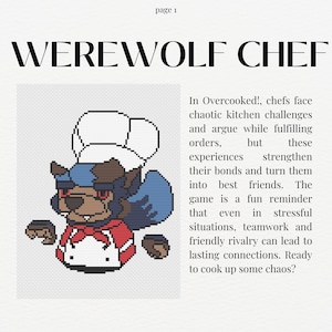 Overcooked Werewolf Chef Cross Stitch Pattern – Easy Embroidery ...