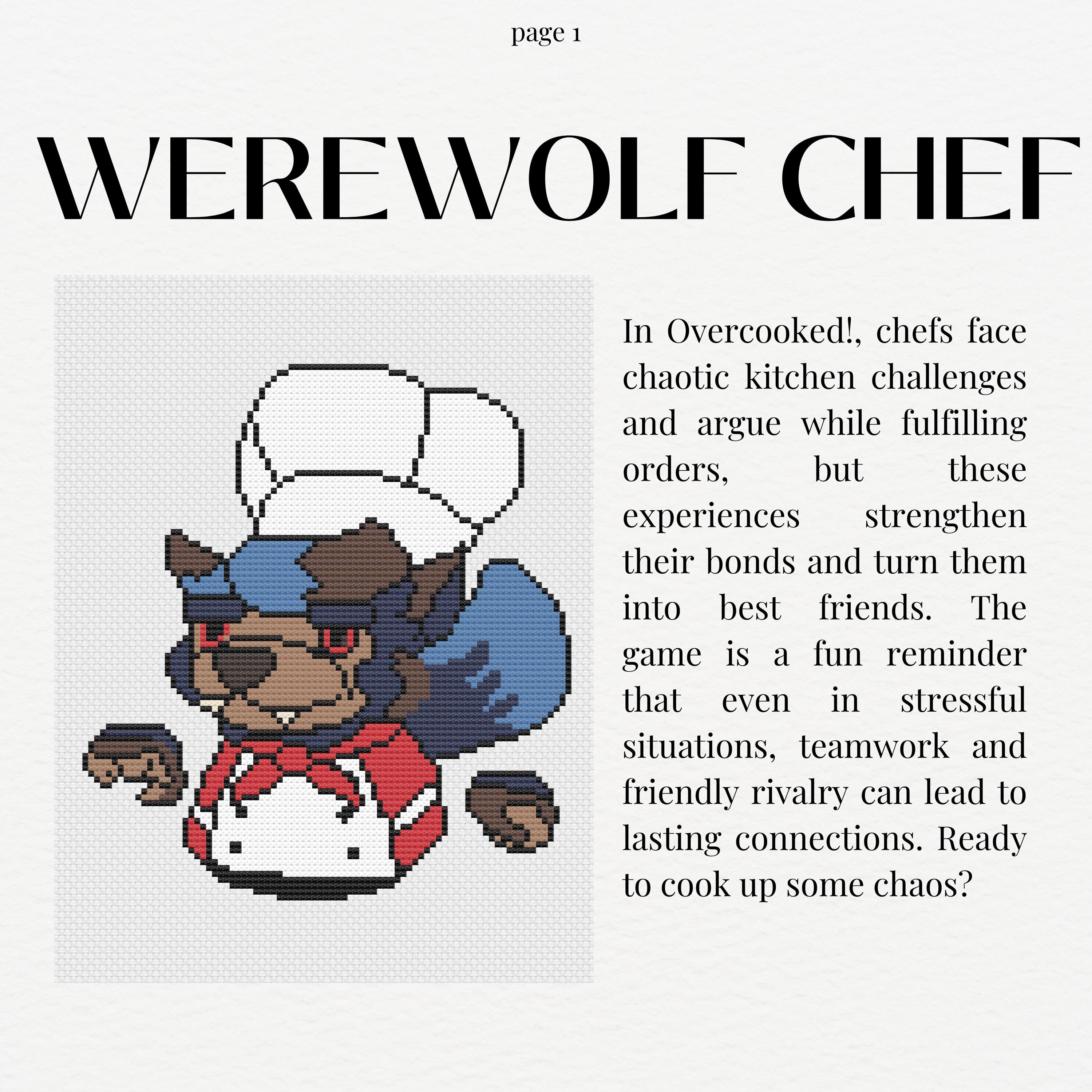 Overcooked Werewolf Chef Cross Stitch Pattern – Easy Embroidery ...