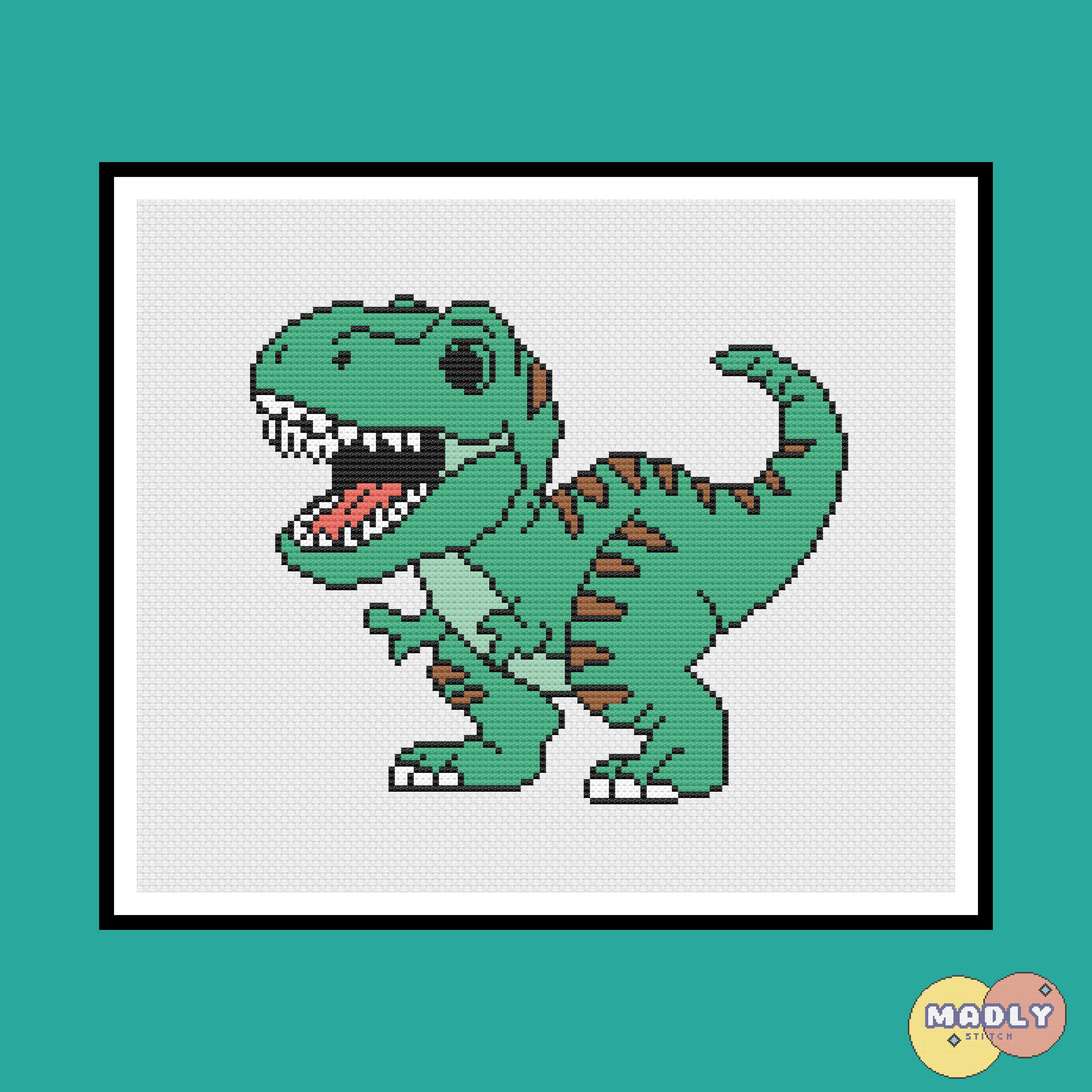 Dinosaur T-rex Cross Stitch PDF Pattern | Easy for Beginner | Instant ...