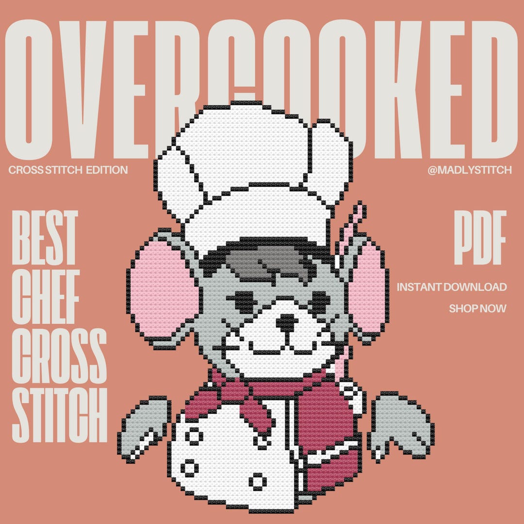 Overcooked Mouse Chef Cross Stitch Pattern: Easy Digital Download - Etsy