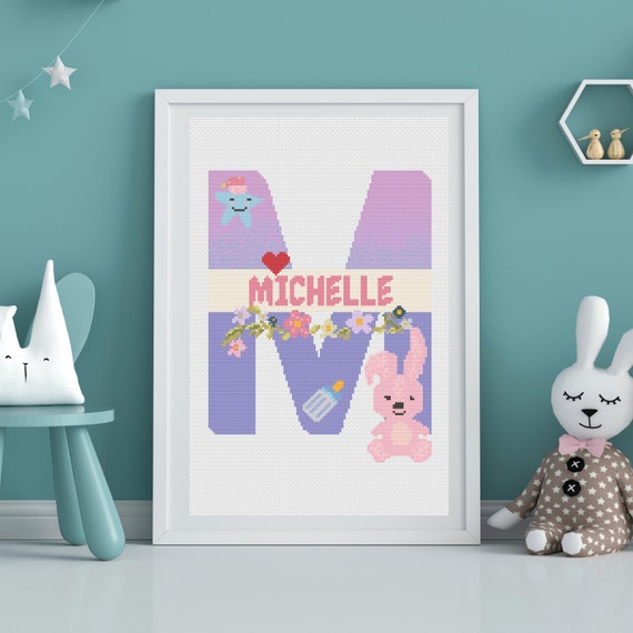 Letter M Name Personalisation Gift Modern Cross Stitch PDF | Etsy