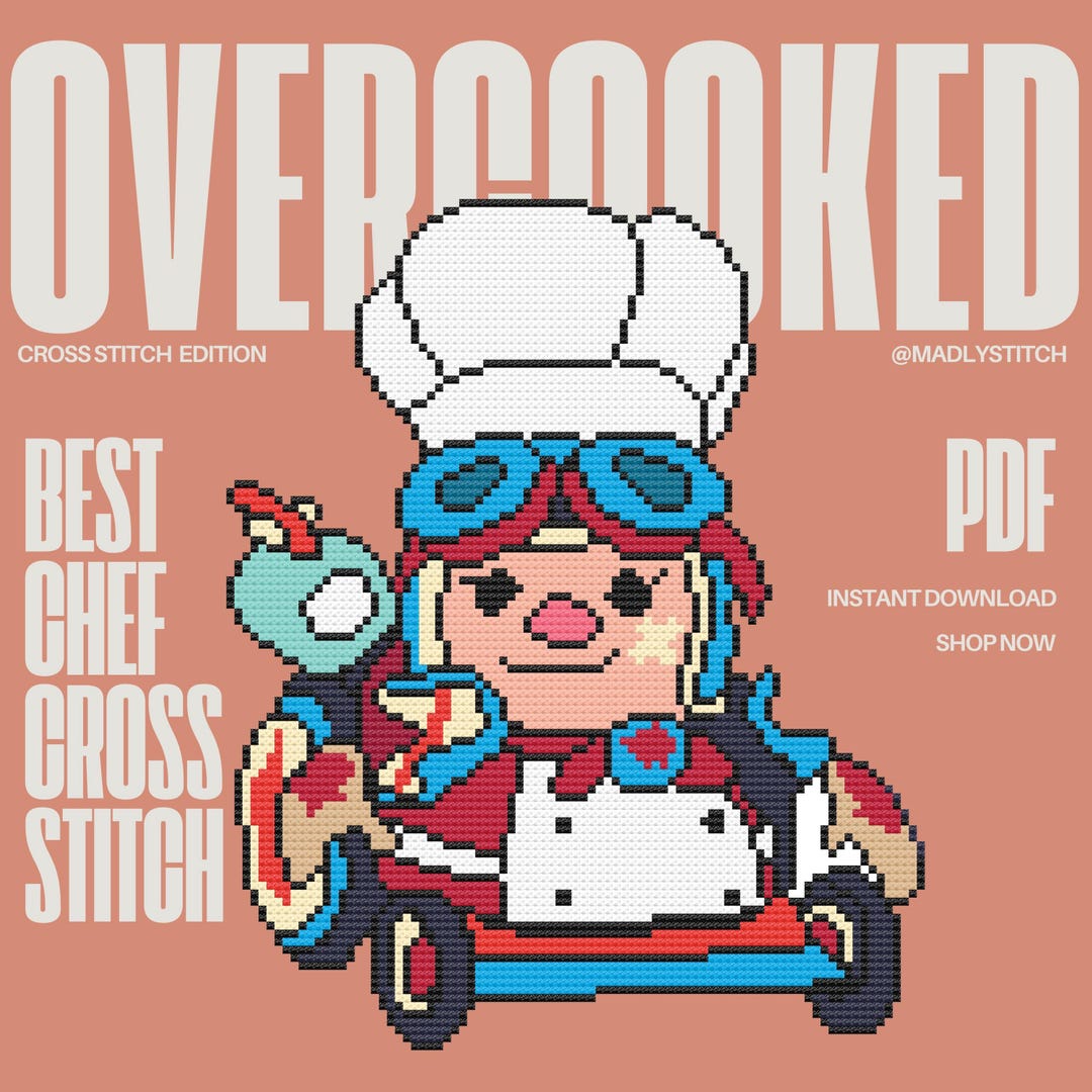 Overcooked Pilot Chef Cross Stitch Pattern: Easy Design (digital ...