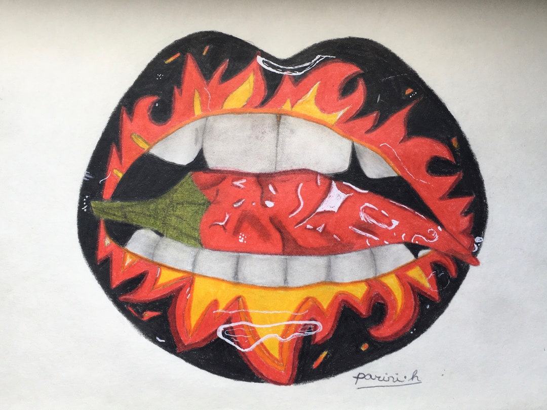 Striking Chilli Lip Artwork | Art Work, Lip Artwork, Colour Pencils and ...