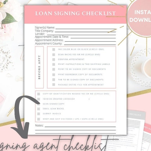 SIGNING AGENT CHECKLIST Printable Digital Download Letter - Etsy UK