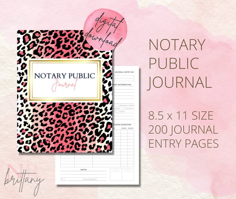 NOTARY PUBLIC JOURNAL Printable Digital Download Letter Size Secure One ...