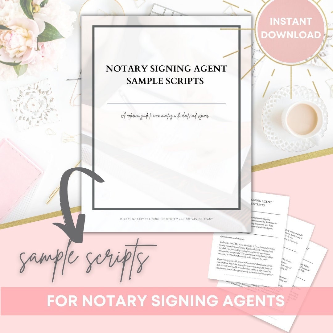 SIGNING AGENT SCRIPTS Printable Digital Download Notary Loan Signing ...