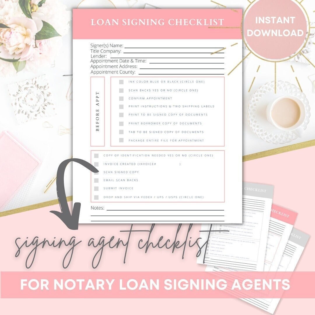 SIGNING AGENT CHECKLIST Printable Digital Download Letter - Etsy UK