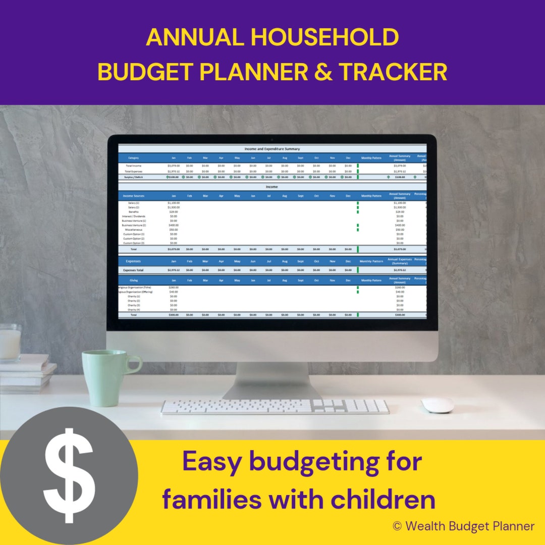 Annual Household Budget Template & Finance Tracker DOLLARS | Zero Based ...