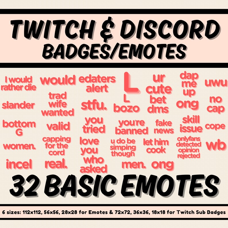 Basic 32-pack Discord/twitch Emotes - Etsy