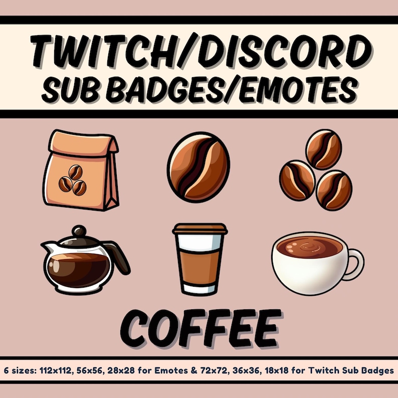 6-pack Coffee Sub Badges for Twitch - Etsy