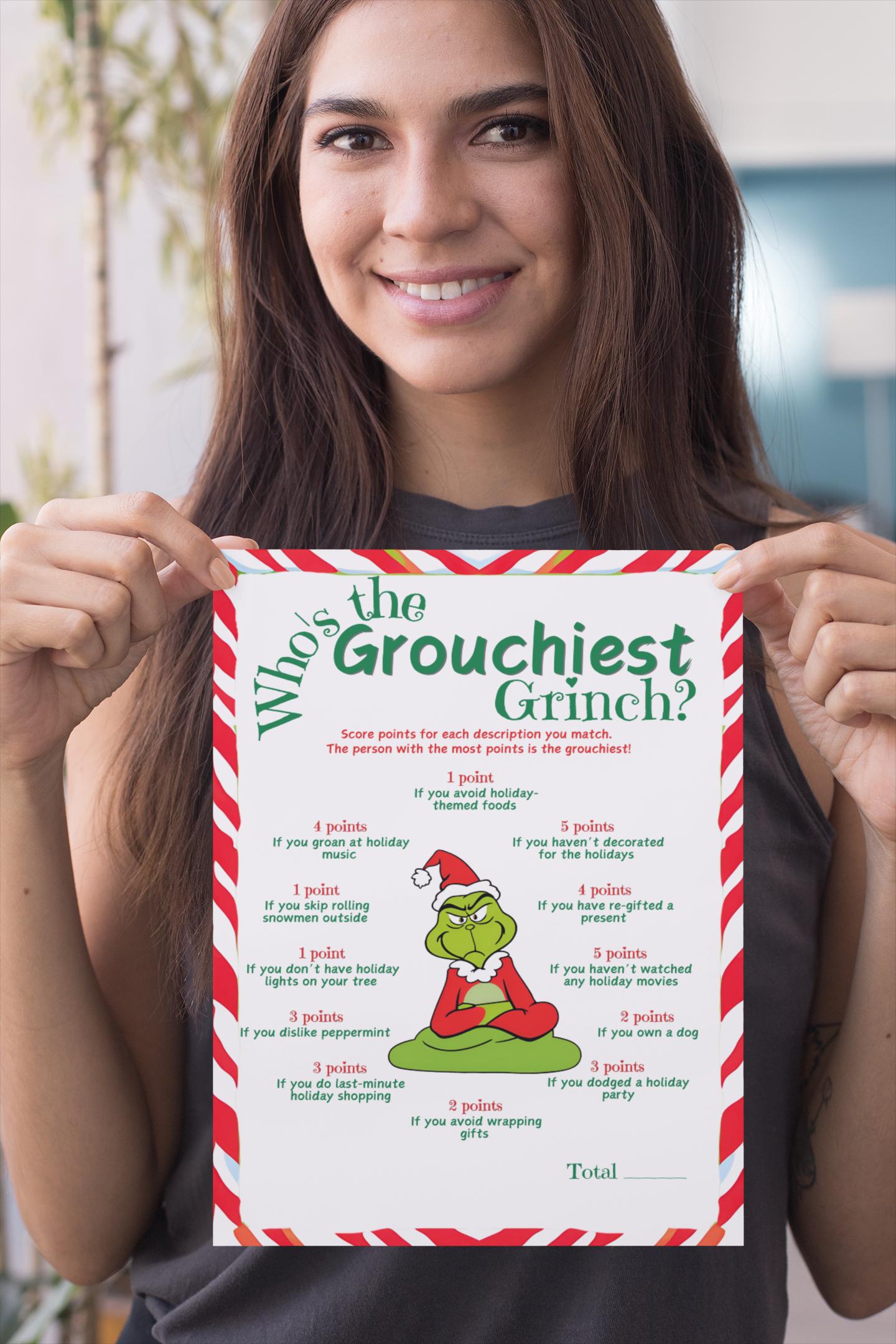 Who's the Grinchiest Grinch? Fun Printable Grinch Party Game for Kids ...