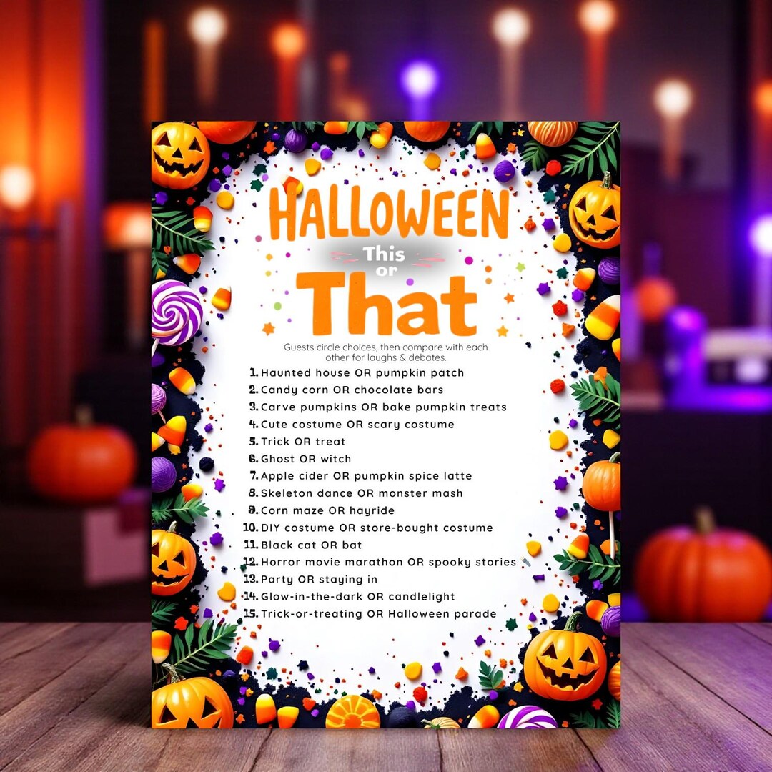Halloween This or That Game Printable, Halloween Party Game for Kids ...
