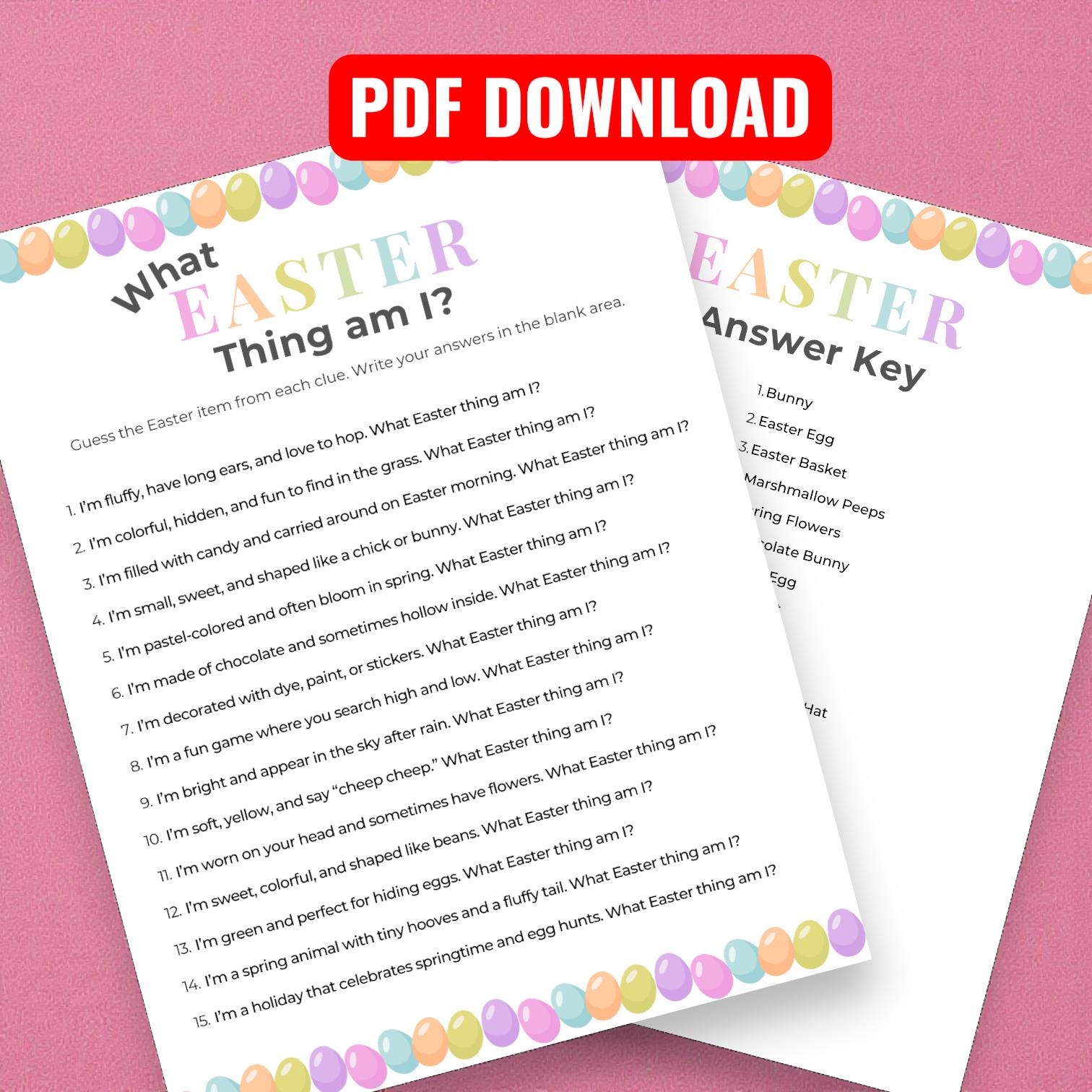 Easter What Am I Game Printable | Easter Riddle Game for Kids & Adults ...