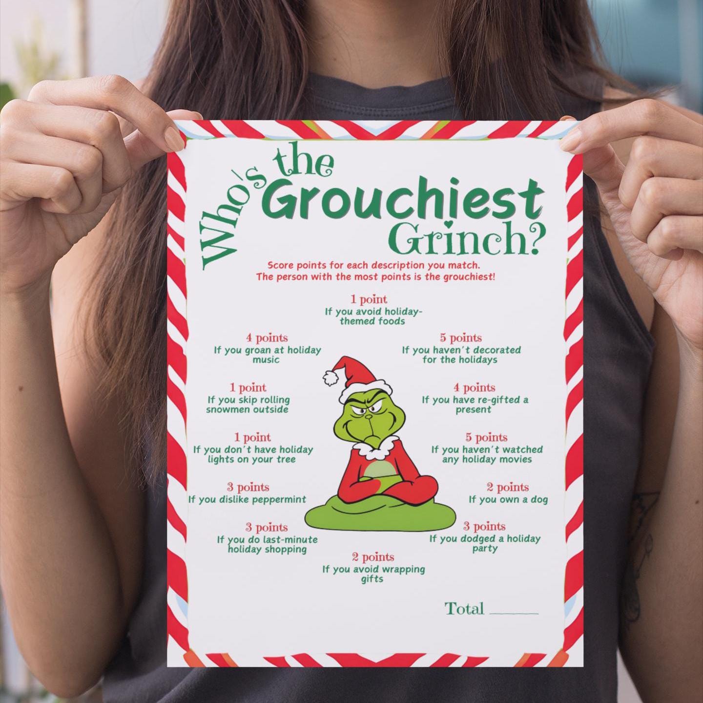 Who's the Grinchiest Grinch? Fun Printable Grinch Party Game for Kids ...