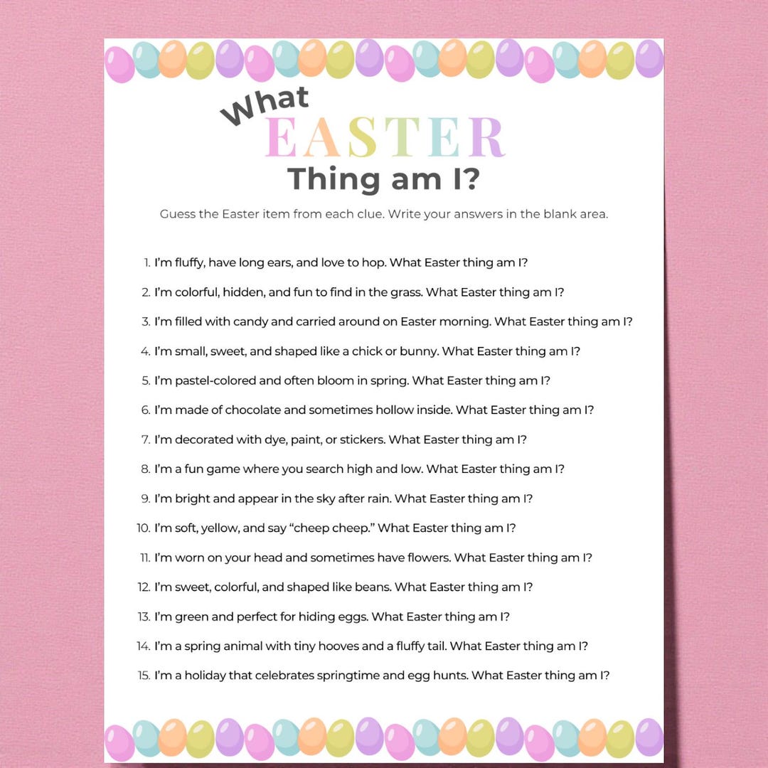 Easter What Am I Game Printable | Easter Riddle Game for Kids & Adults ...