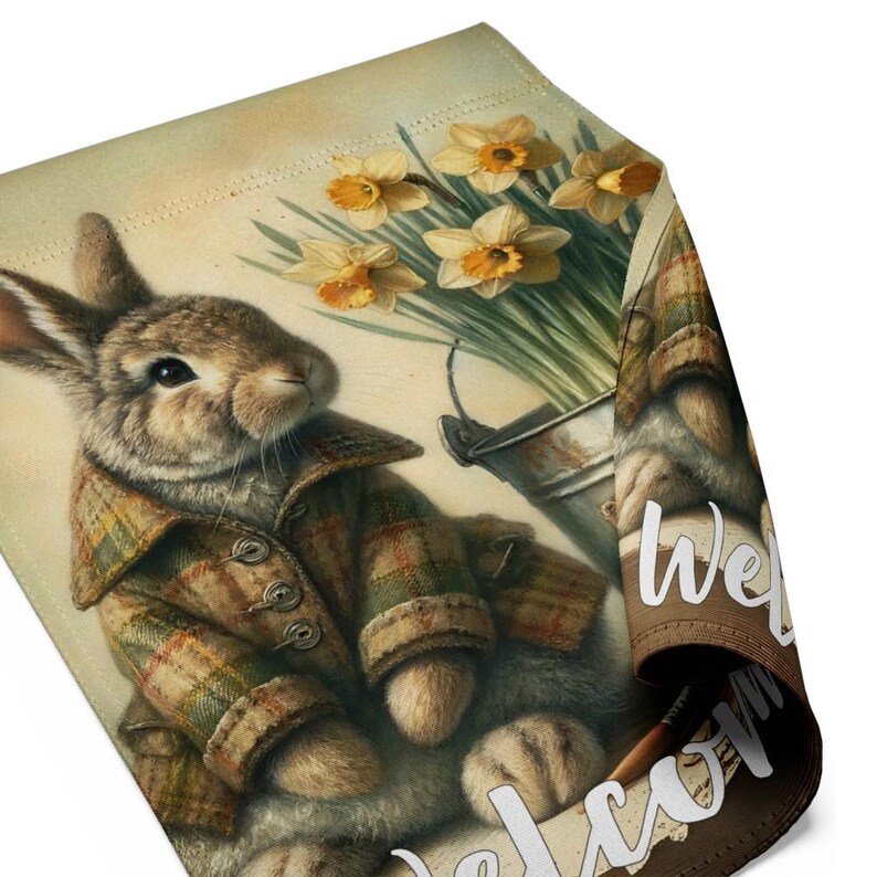 Primitive Spring Bunny Garden Flag, Vintage Distressed Farmhouse Decor ...