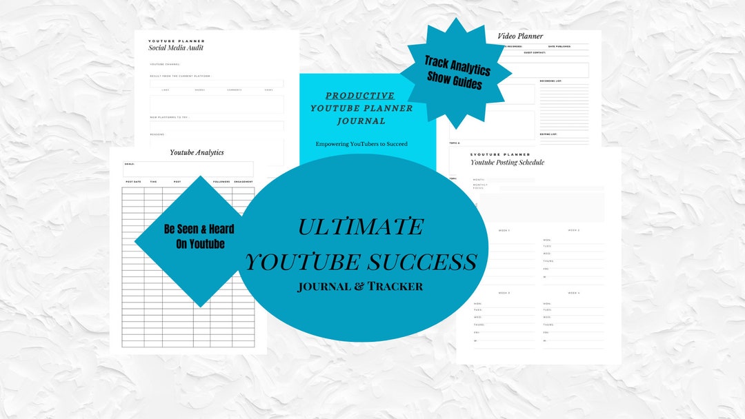 Ultimate Youtube Success Planner Journal Guide Workbook With Worksheets ...