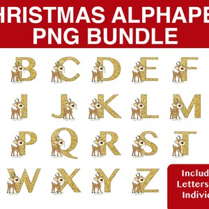 Christmas Alphabet Letters, Christmas Alphabet Bundle,reindeer Png ...