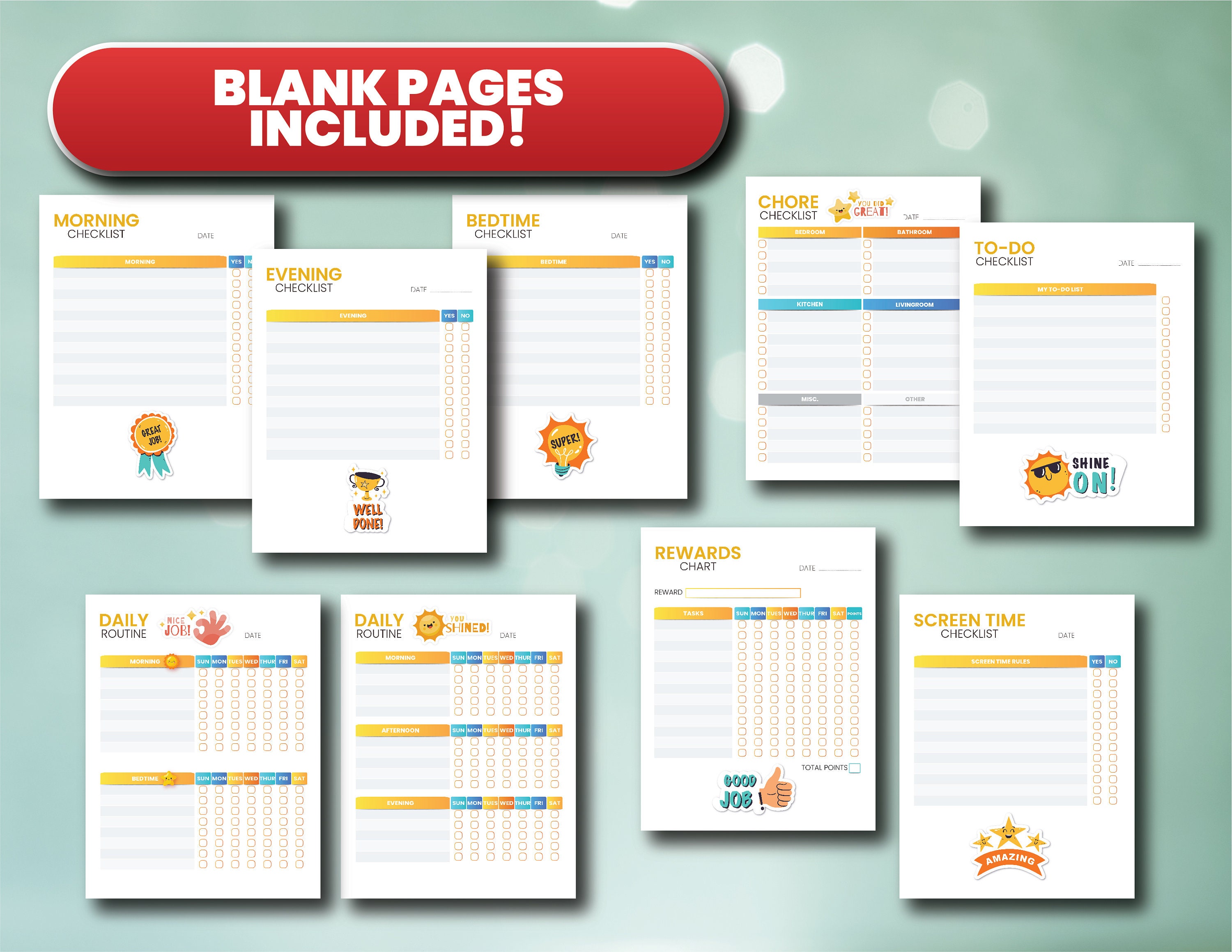 Kids Printable Planner Bundle, Kids Reading Checklist, Kids Reading ...