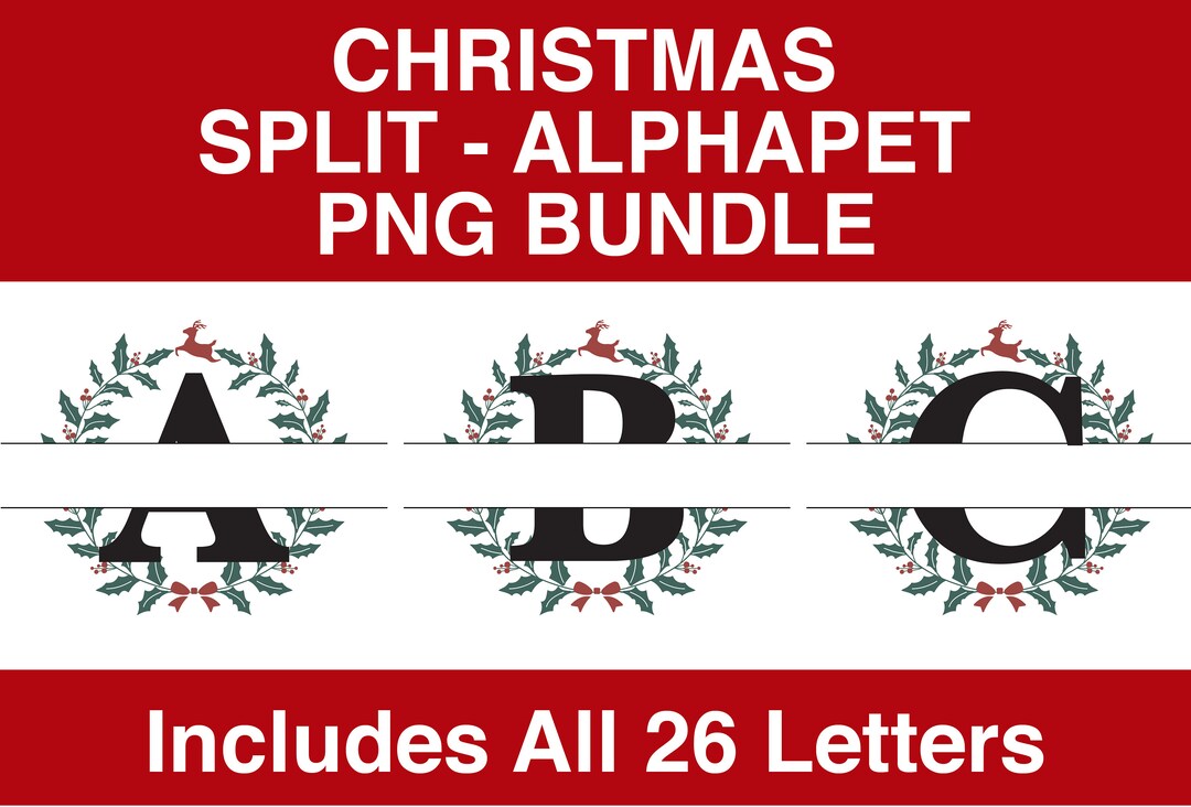 Christmas Alphabet Letters, Christmas Alphabet Bundle,reindeer Png ...