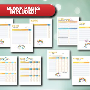 Kids Unicorn Printable Planner Bundle, Kids Reading Checklist, Kids ...