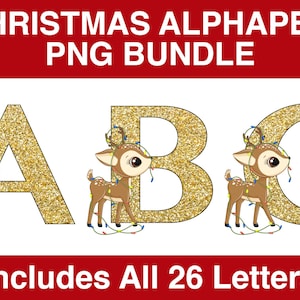 Christmas Alphabet Letters, Christmas Alphabet Bundle,reindeer Png ...