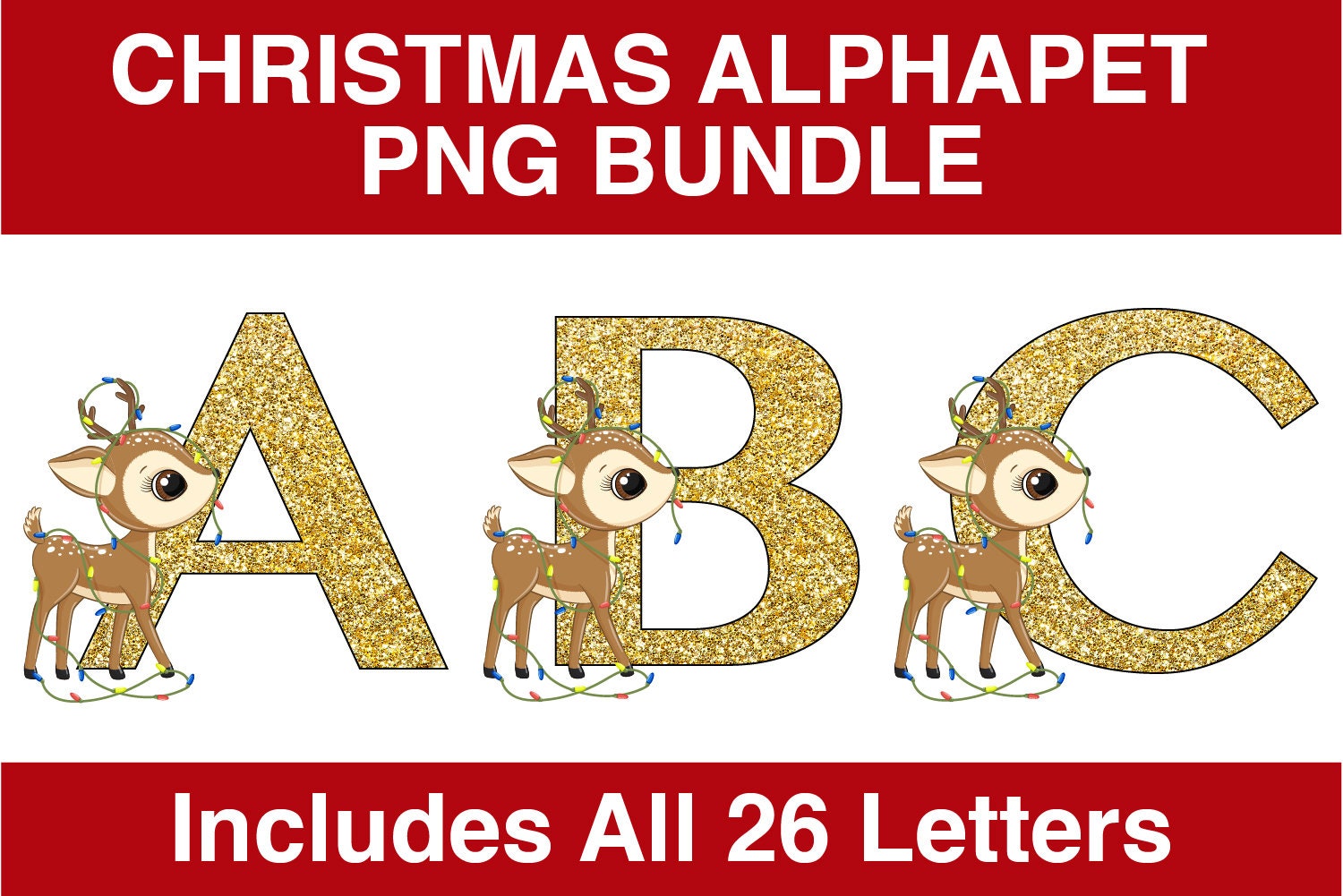 Christmas Alphabet Letters, Christmas Alphabet Bundle,reindeer Png ...