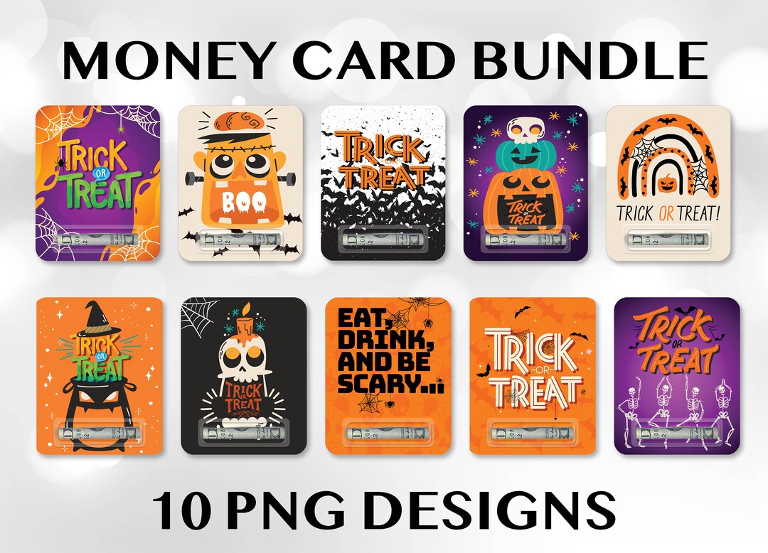 Halloween Money Card Bundle, Money Card PNG, Money Card Design ...