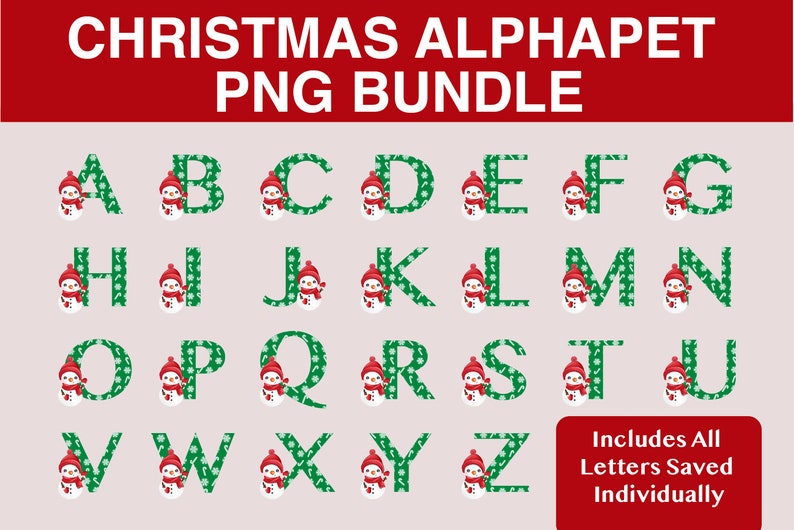Christmas Alphabet Letters, Christmas Alphabet Bundle,reindeer Png ...