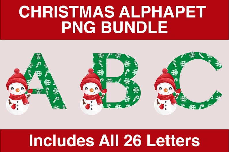 Christmas Alphabet Letters, Christmas Alphabet Bundle,reindeer Png ...