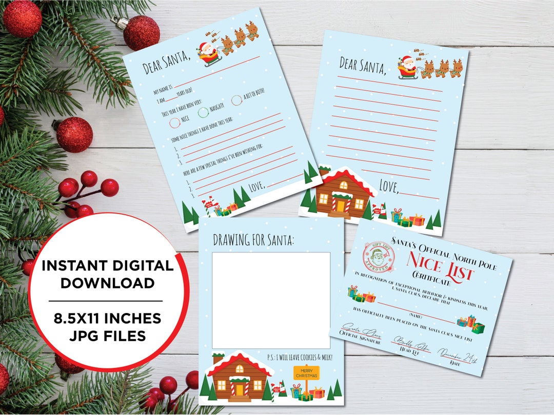 Letter to Santa, Santa Letter Kit, Printable Letter to Santa, Christmas ...