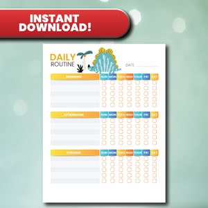 Kids Daily Routine Cleaning Checklist Printable Responsibility Chore ...