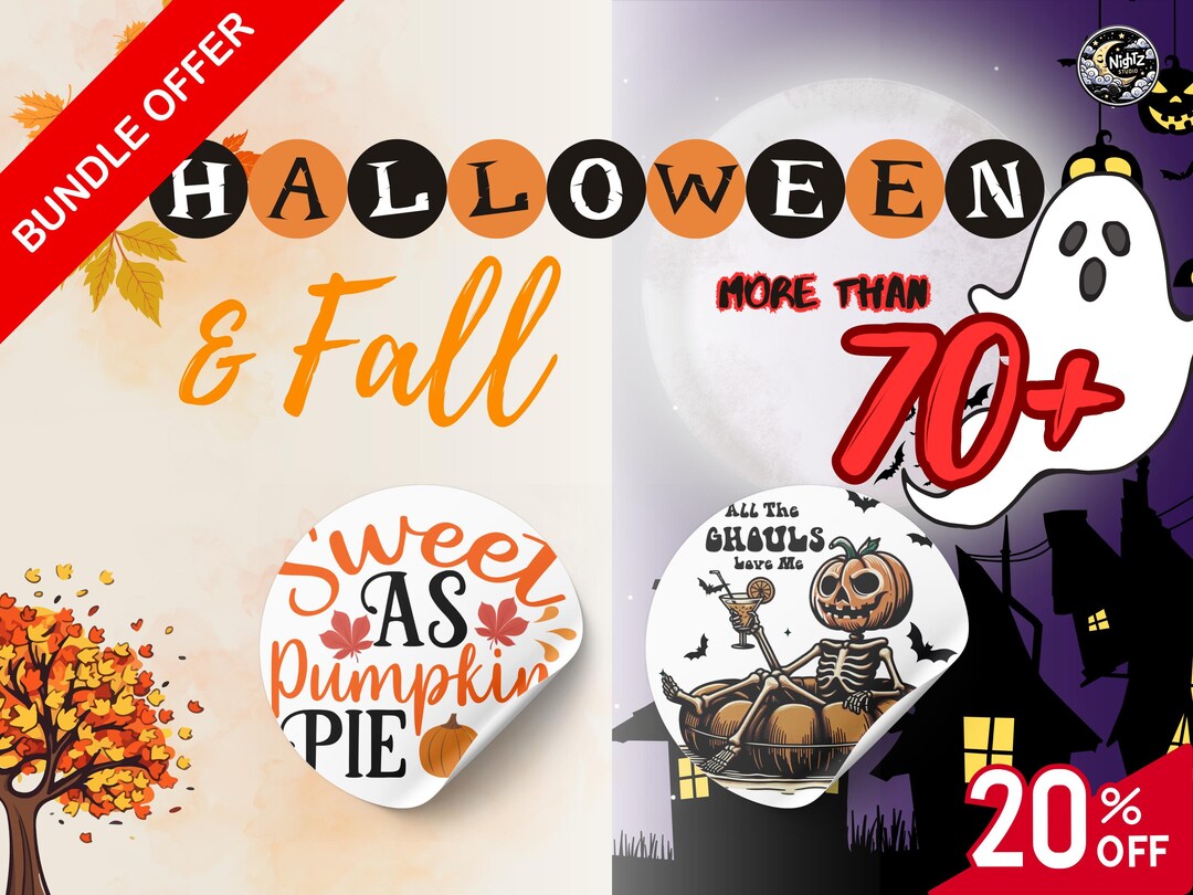 Fall & Halloween Clipart Bundle Autumn Leaves Spooky PNG Designs for ...
